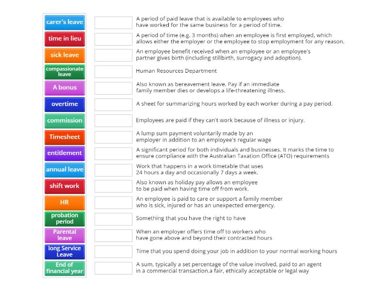 Pay vocabulary - Match up