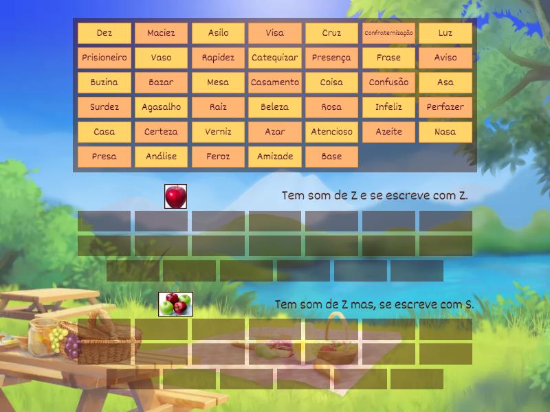 Separe as palavras decordo com a sua escrita - Group sort