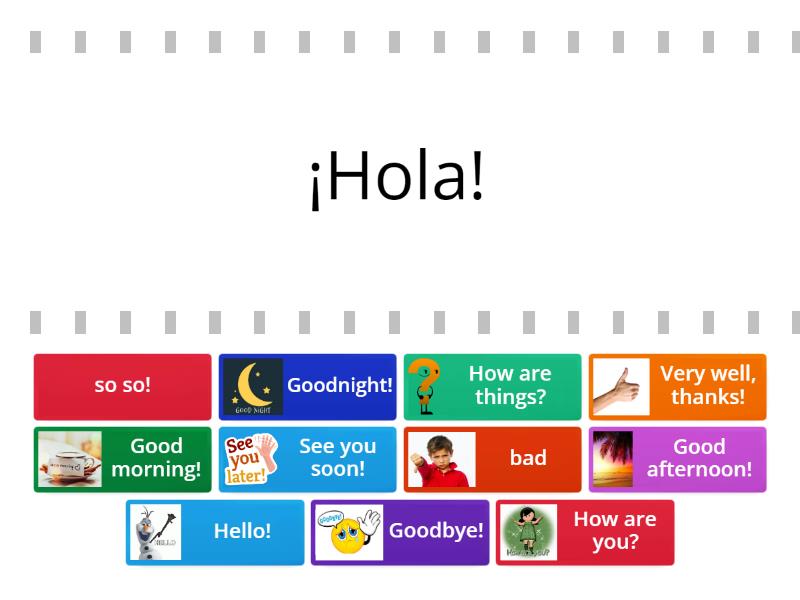 Los saludos - Spanish greetings - Find the match