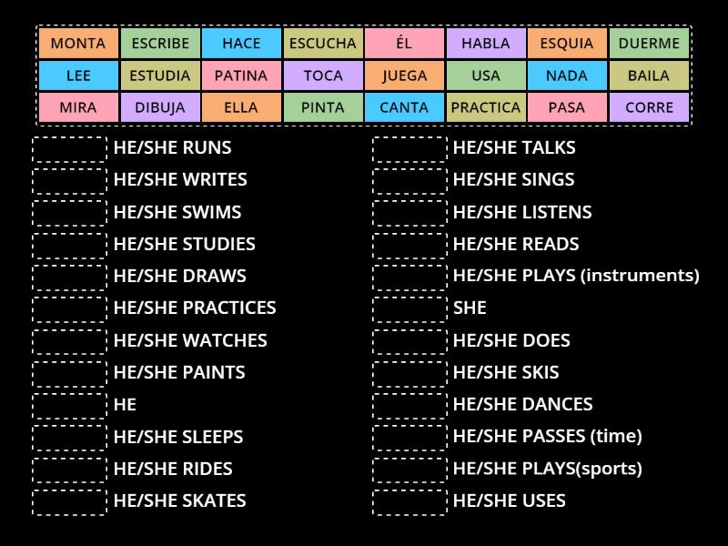 he/she form Activities - Match up