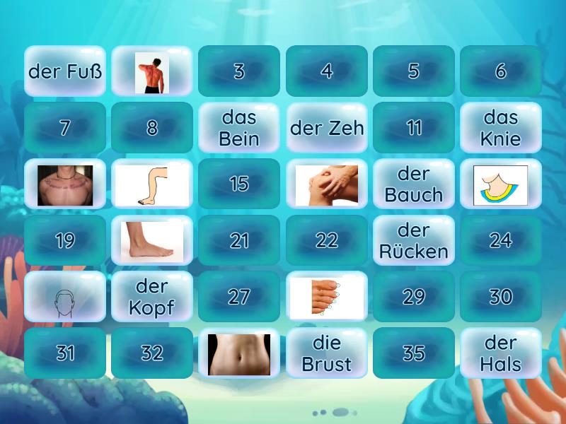 Klasse A1 Lektion 8 Körperteile Memory - Passende Paare
