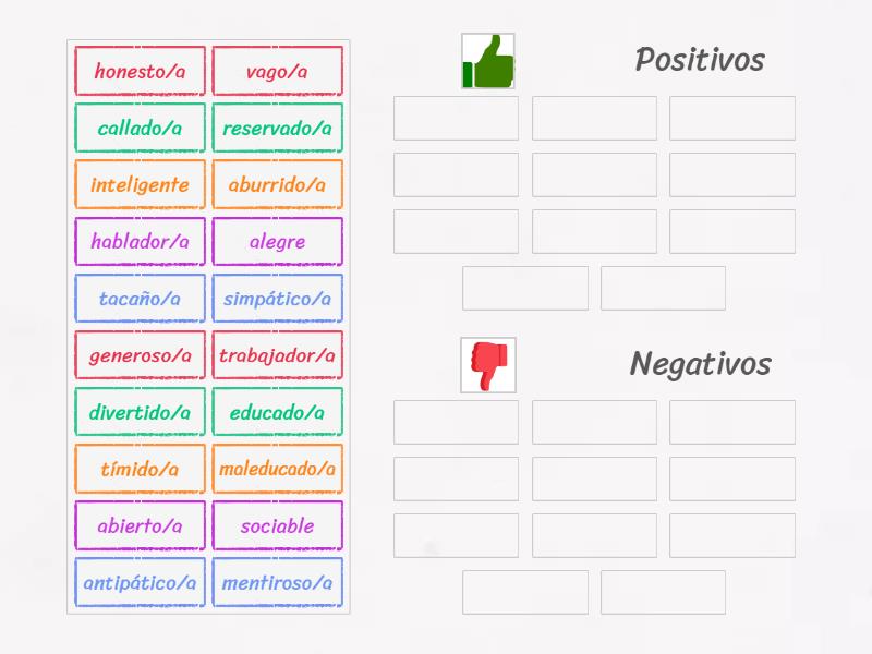 ADJETIVOS P/N - Group sort