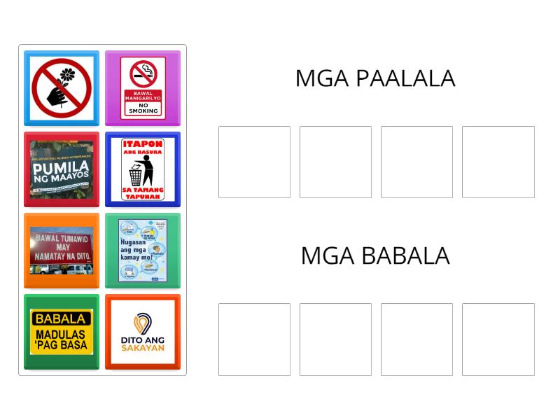 MGA PAALALA AT BABALA - Group sort