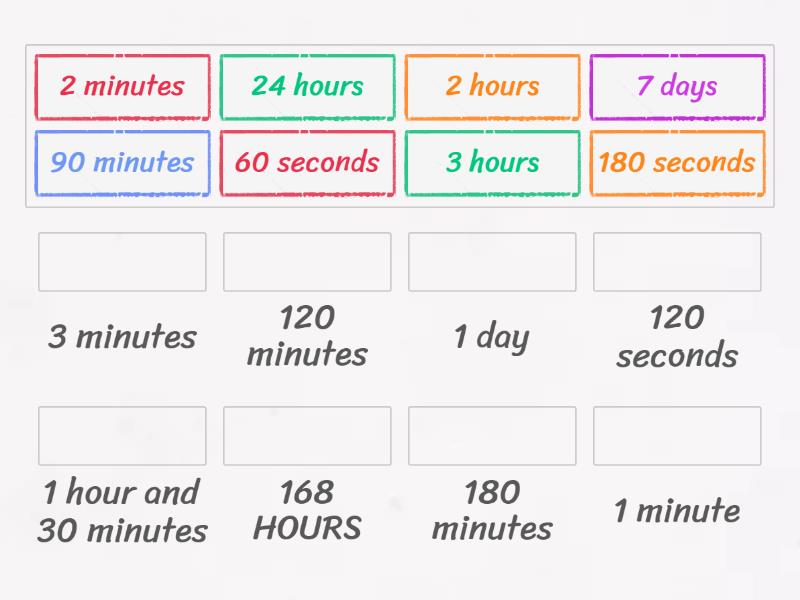 grade 3 time conversion - Match up