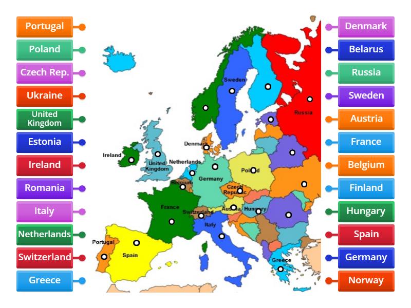 Countries of Europe - Labelled diagram