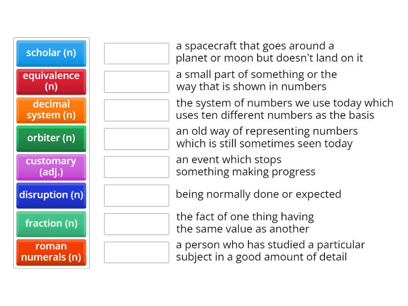 The metric system - Vocabulary 1 - Match up