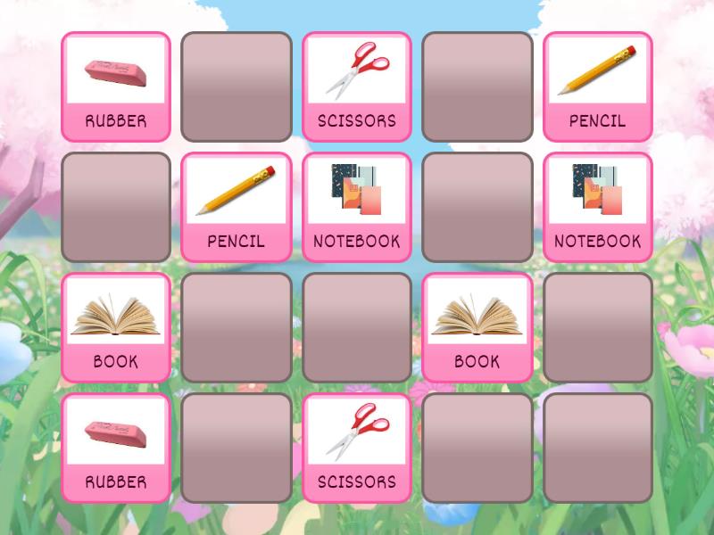 School objects pairs - Matching pairs