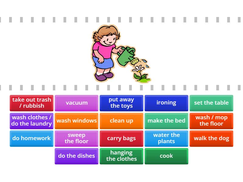 Chores at home - practice - Find the match