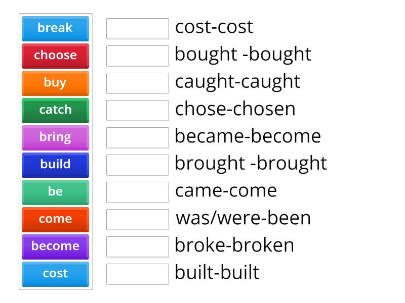 GoG3 irregular verbs be-cost - Match up
