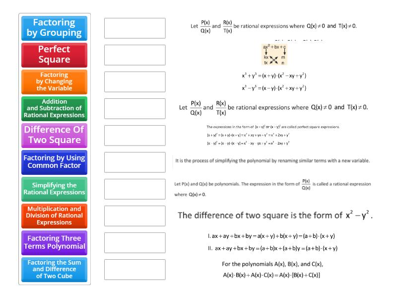 Factorization 1st Performance Task - Match up