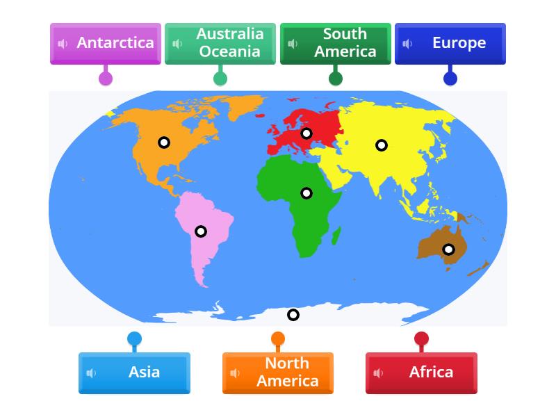 Seven continents match - Labelled diagram