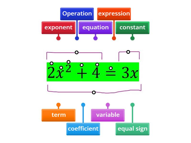 Parts of an Equation - Quadratic - Labelled diagram
