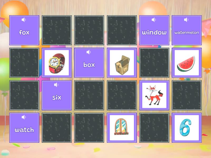 Unit 8 WXYZ - extra - Matching pairs