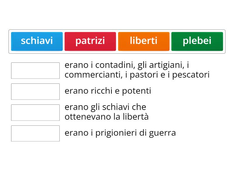 LE CLASSI SOCIALI NELL'ANTICA ROMA - Match up LE CLASSI SOCIALI NELL'ANTICA ROMA - Match up