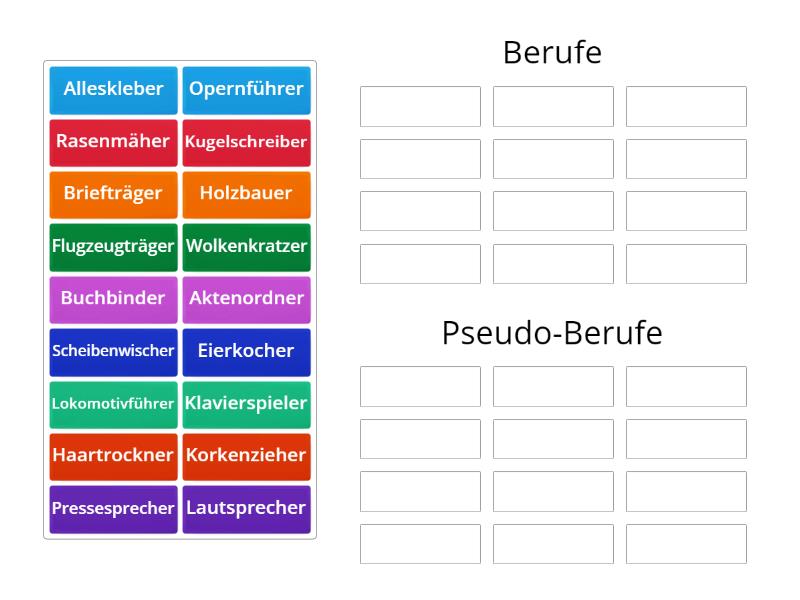 Berufe oder nicht? - Group sort
