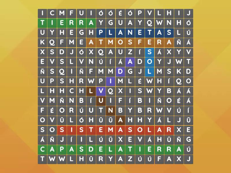 planeta tierra - Sopa de letras