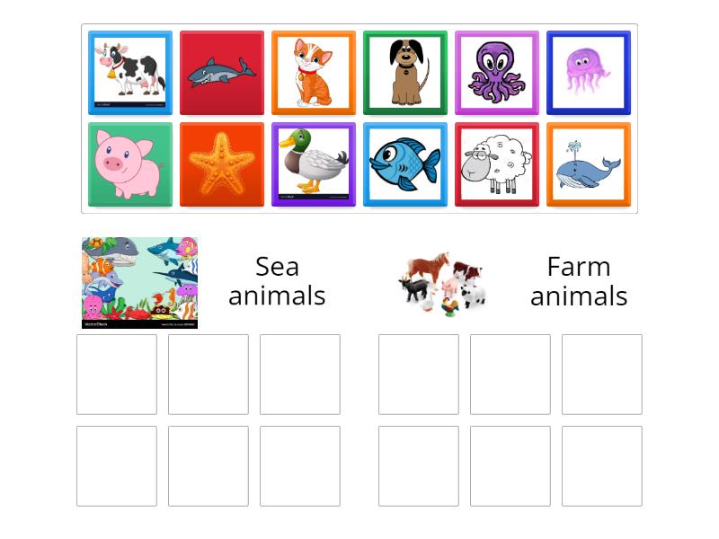 sea animals vs farm animals - Group sort