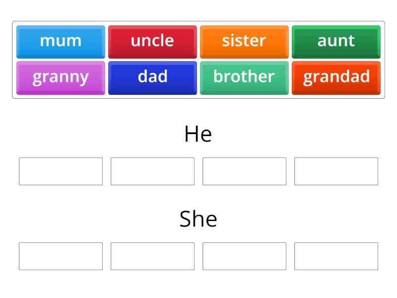 family he/she - Group sort