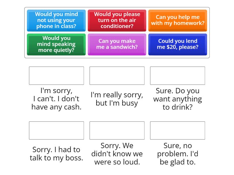 B1-U06 - O - Match the requests with the appropriate responses - Match up