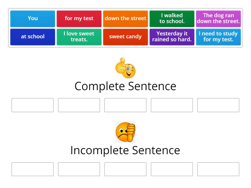 Complete/Incomplete Sentence - Group sort