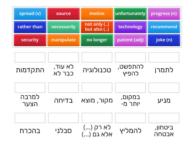Gateway to Module C - Unit 4 - List 2 - Match up