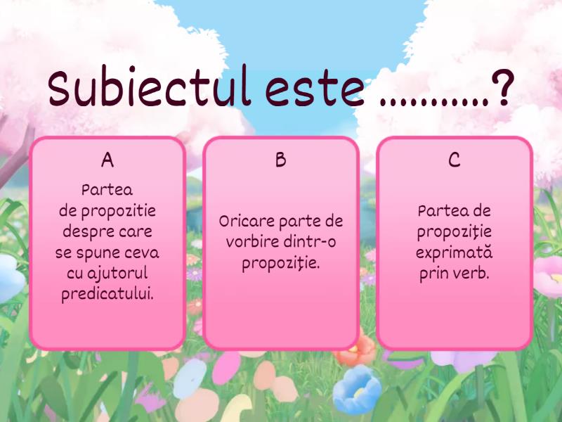 Subiectul și predicatul verificare - Quiz