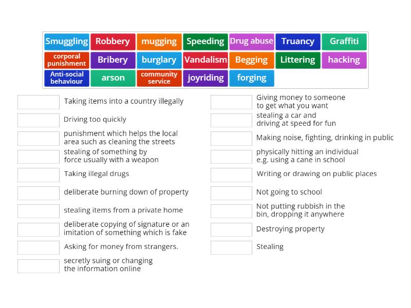 Crime Vocabulary - Match up
