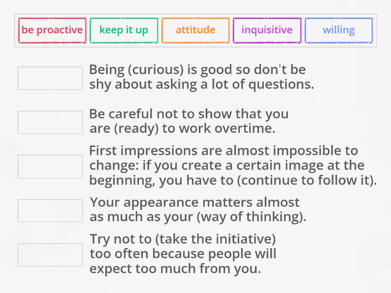 First impressions matter - B1 - Match up