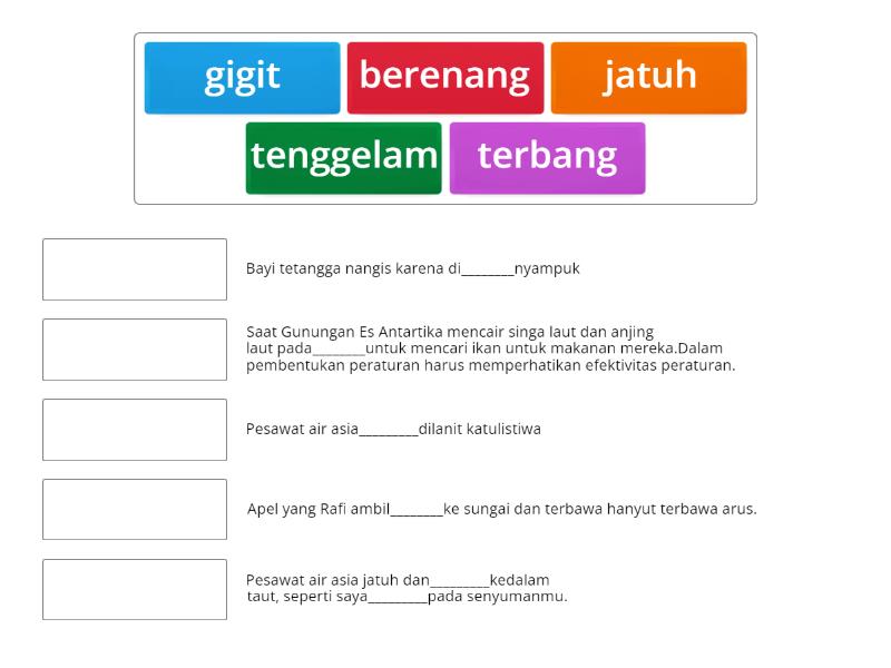 Cocokan kata sehingga mengusun kalimat yang tepat - Match up