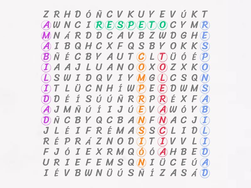 convivencia - Sopa de letras