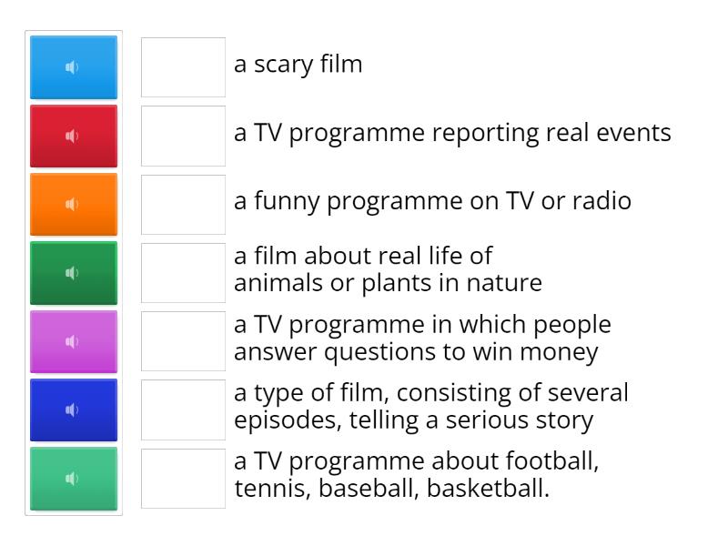 Types of TV programmes - Match up