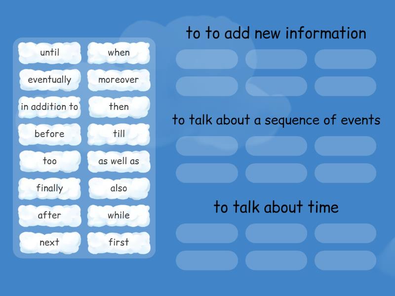 Linking words: time, sequence and addition - Group sort