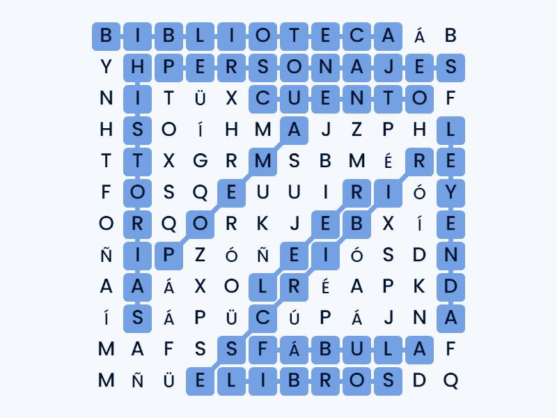 VOCABULARIO PROYECTO: MARAVILLAS DE LA LECTURA - Wordsearch