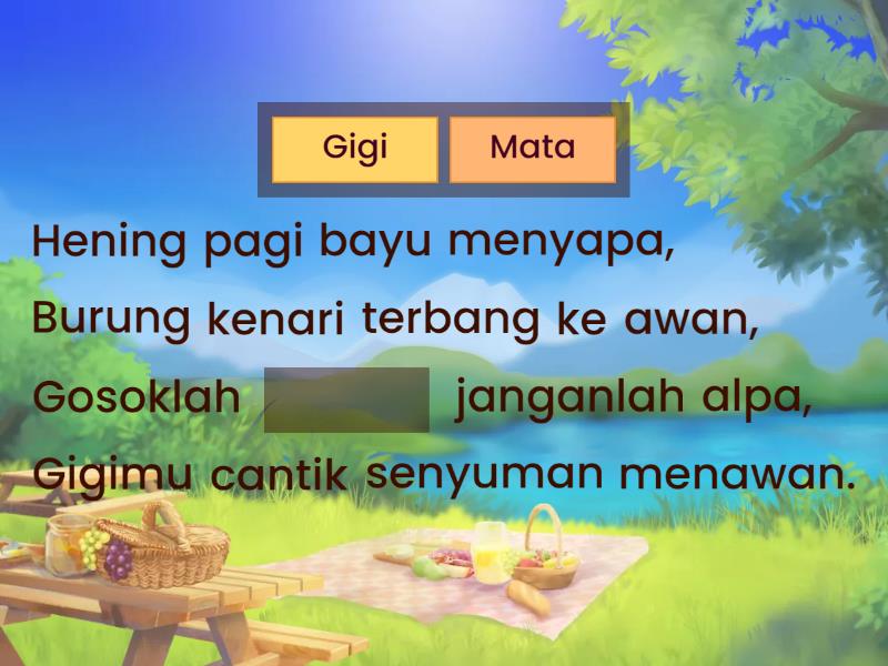 PANTUN KEBERSIHAN DIRI TAHUN 2 - Missing word