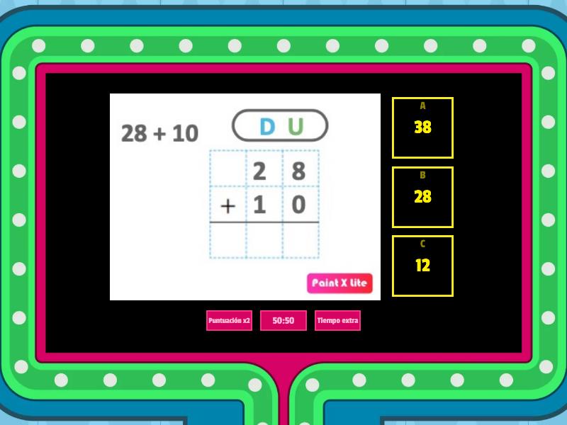 Concurso de Sumas y Restas - Gameshow quiz