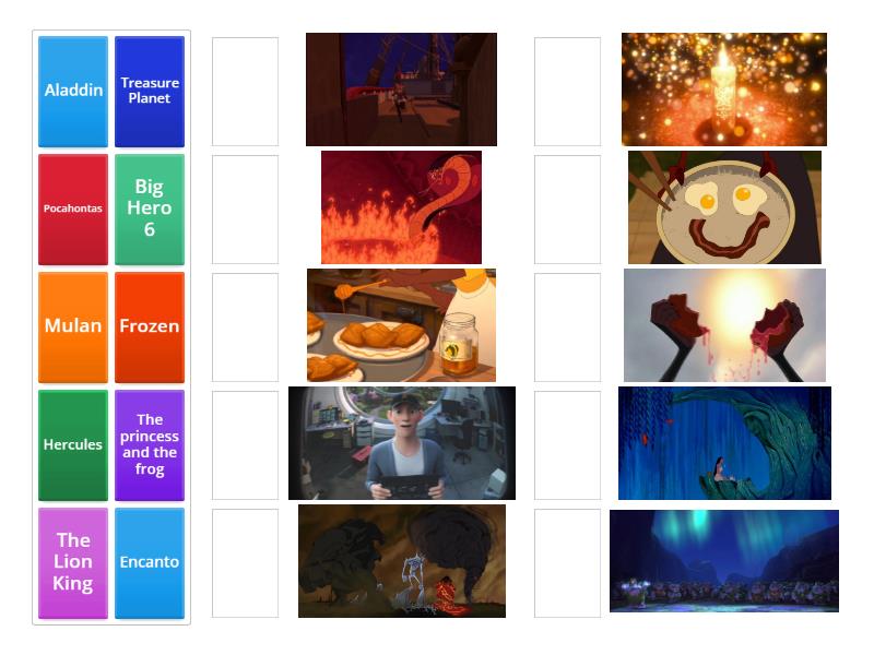 Match the Disney movie titles to the images - Match up