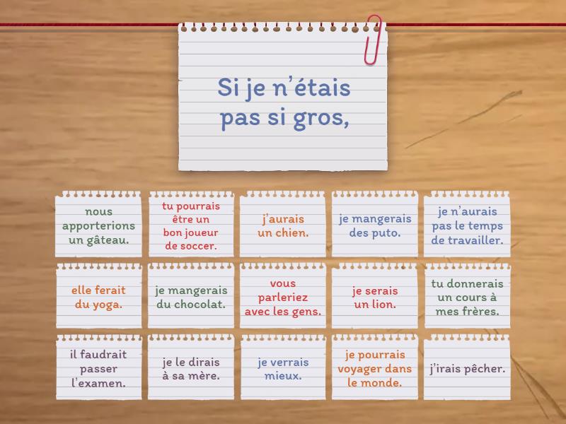 Les hypothèses (imparfait et conditionnel) - Find the match