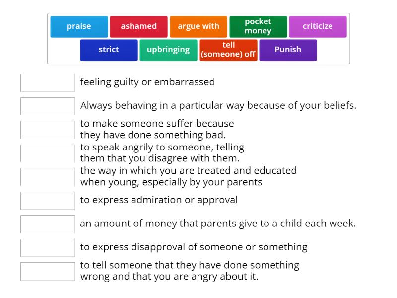 Match words with definitions - Match up
