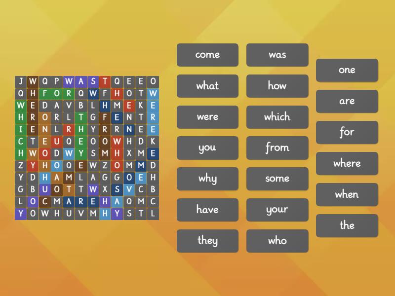 High Frequency Words - Wordsearch