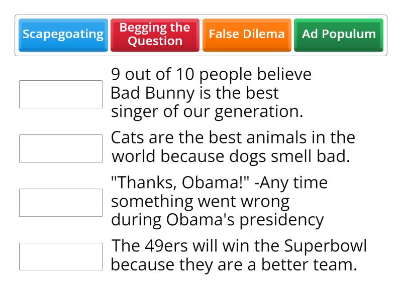 Logical Fallacies - Match up