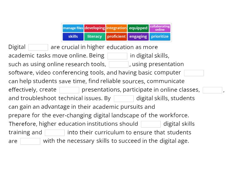 Digital Skills in Higher Education - Complete the sentence