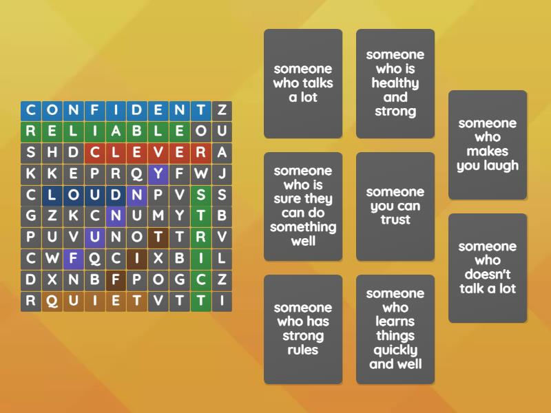 OUTCOMES ELEMENTARY U7 PERSONALITY ADJECTIVES - Wordsearch