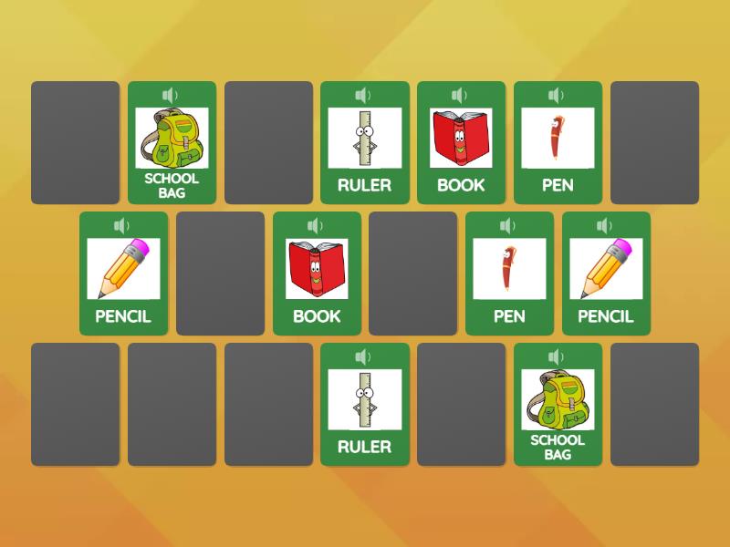 Unit 2 - SCHOOL OBJECTS - Matching pairs