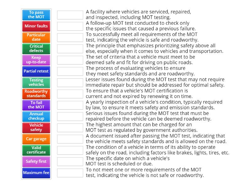 MOT vocabulary B1 B2 - Match up
