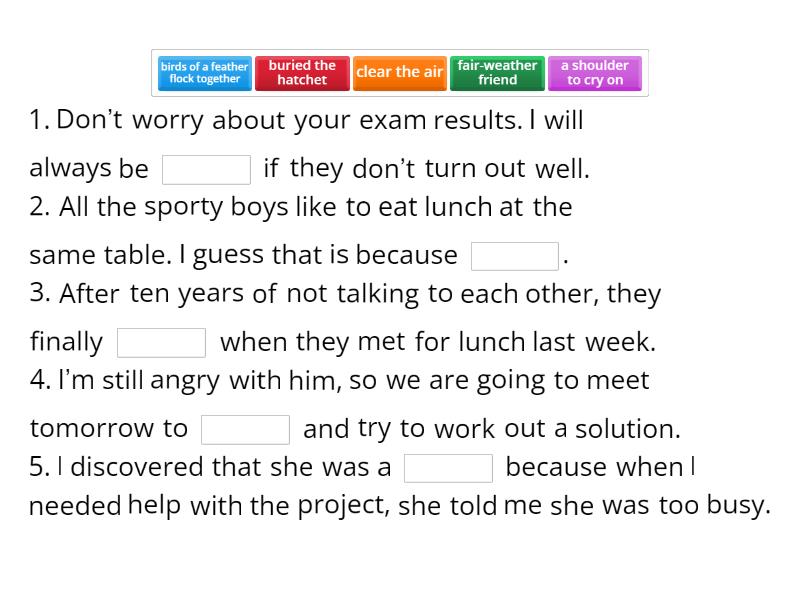 Unit 4 Social Media Booklet Friendship Idioms Fill in the Blanks (p.31 ...