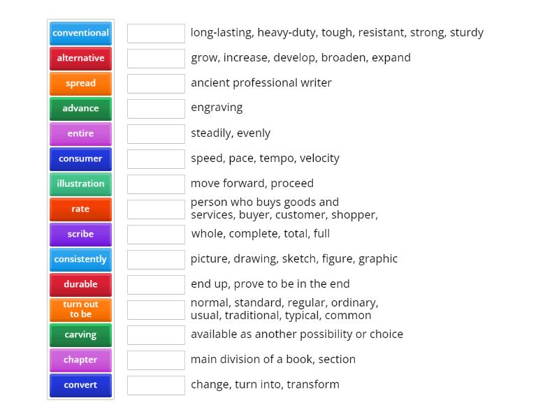 Unit 4 Lesson 12 Vocabulary Practice - Match up