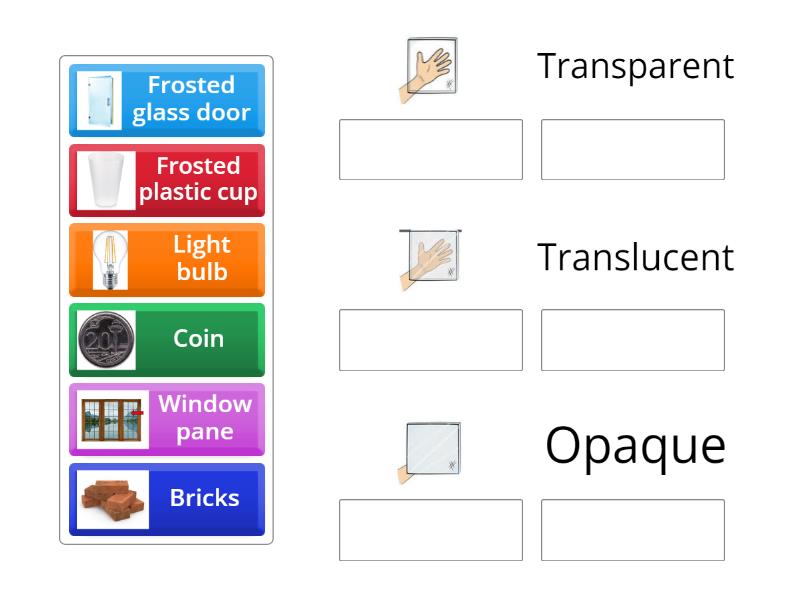 Classify objects that are Transparent / Translucent / Opaque - Group sort