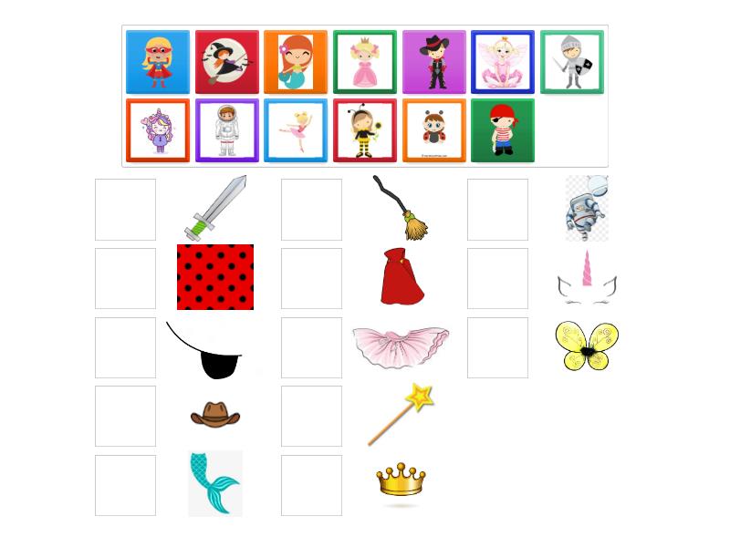 Matching - level 5 - Characters and accessories - Match up