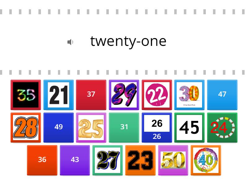 Numbers 21-50 - Find the match