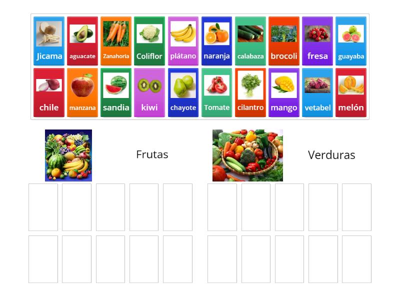 Clasifica las Frutas y verduras - Ordenar por grupo